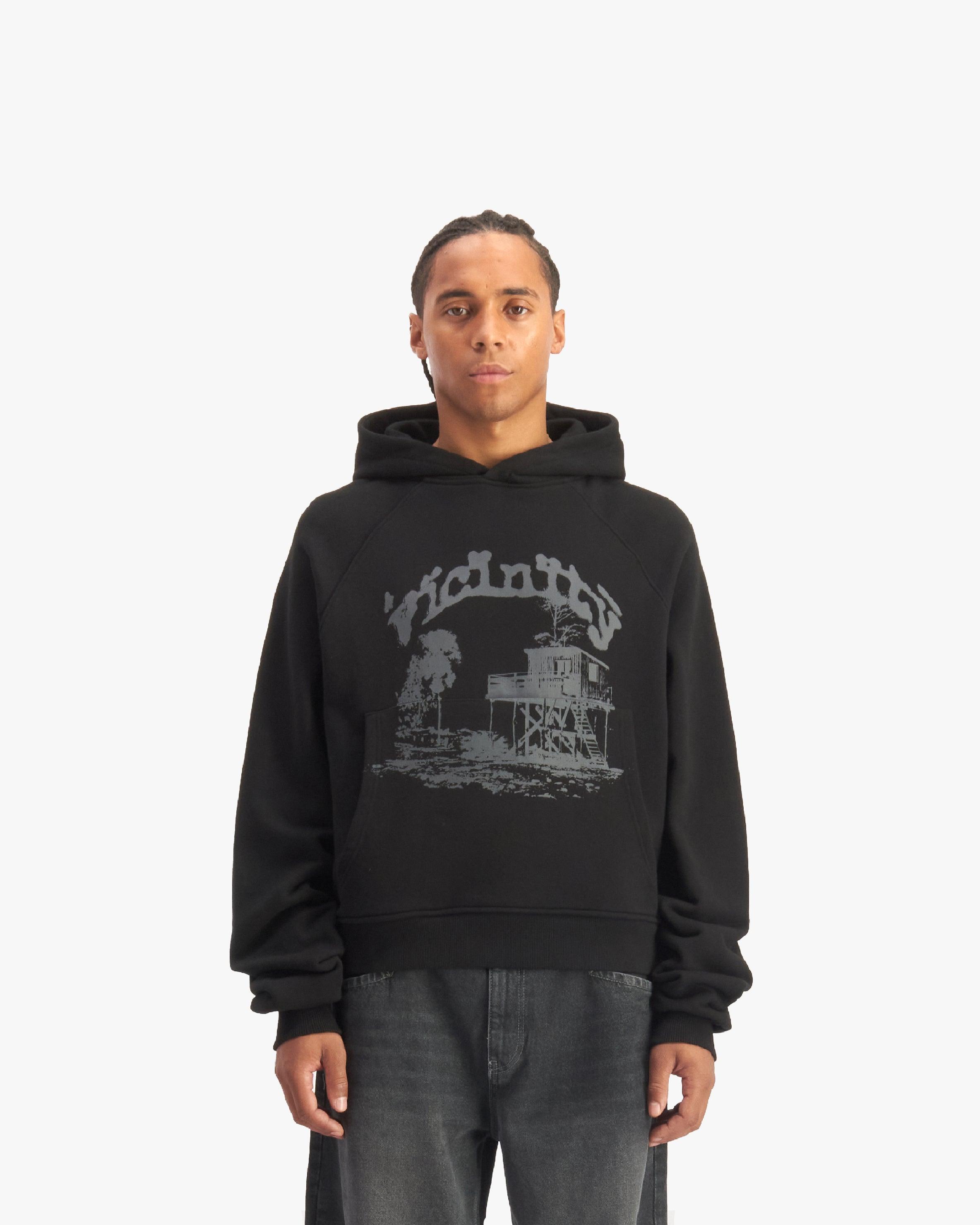 BICOLOR SHOOTING HOUSE HOODIE DARK GREY/BLACK – VICINITY